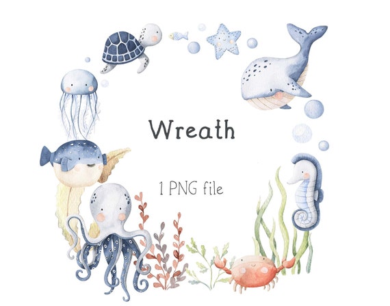 Nautical Wreath. Baby Boy Wreath Clipart. Watercolor Baby - Etsy