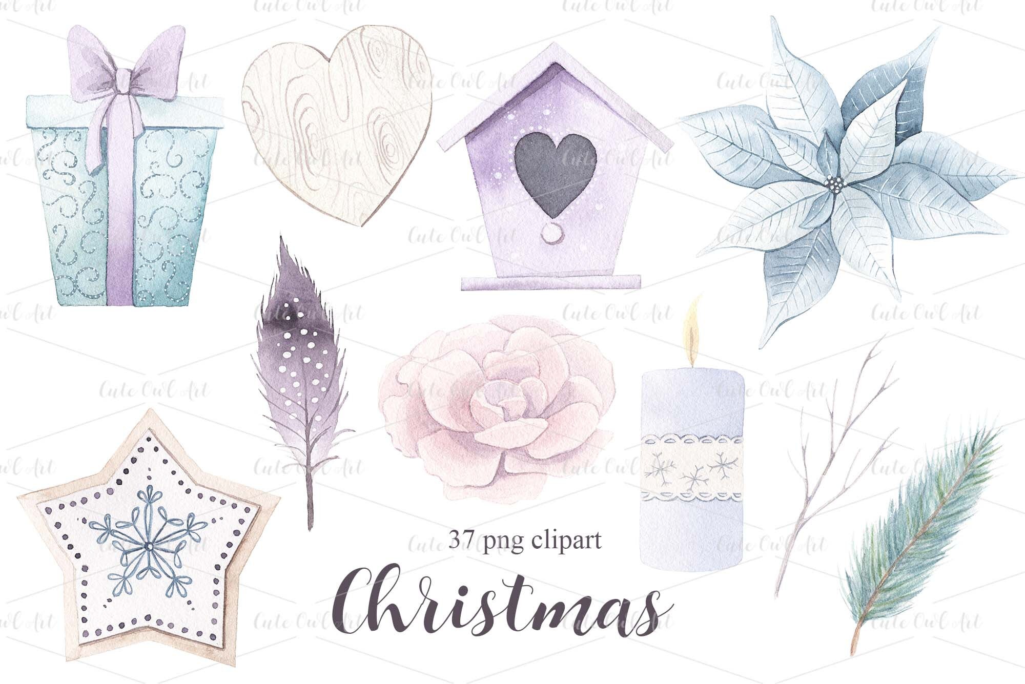 Watercolor Christmas Clipart Winter Holidays Watercolor - Etsy