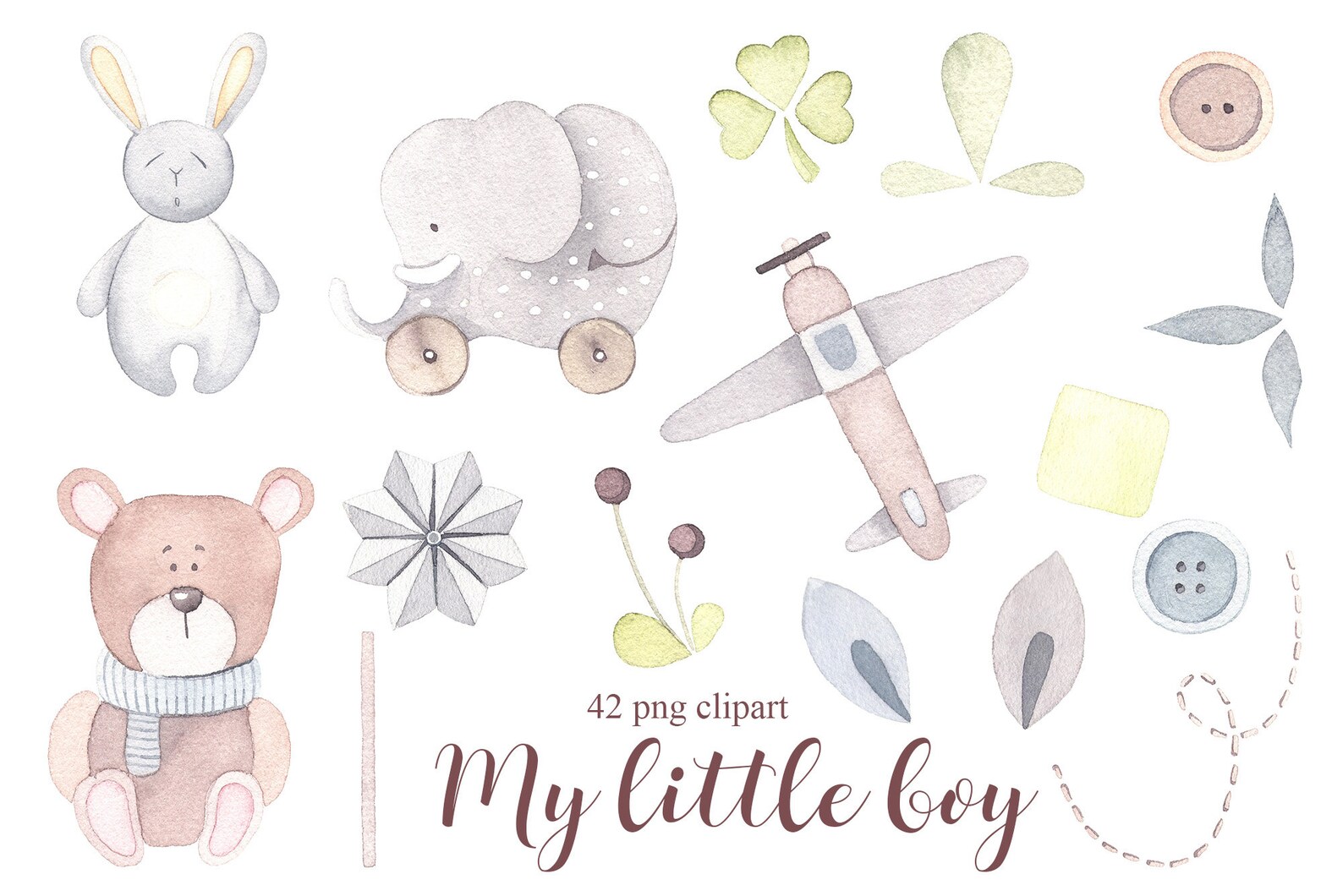 Watercolor Baby Boy Clipart Watercolor Toys Baby Shower Clipart Baby ...