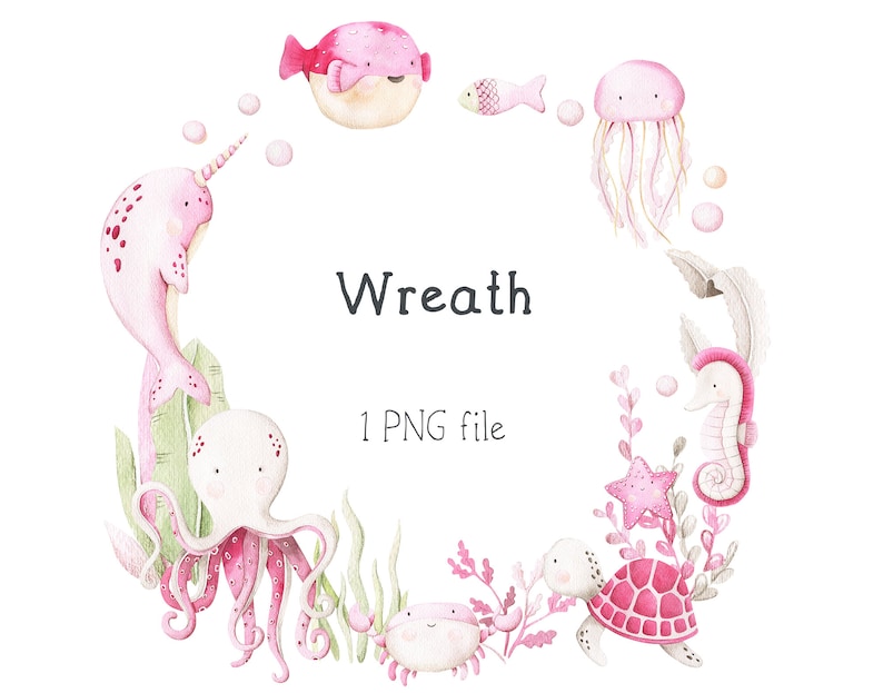 Nautical Wreath. Baby Girl Wreath Clipart. Watercolor Baby ...