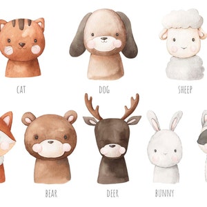 Watercolor Animals Babies Portraits Clipart. Woodland Safari Nursery ...