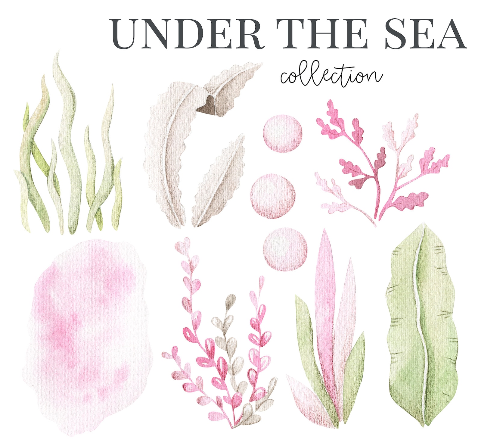 Watercolor Under the Sea Clipart. Baby Girl Pink Nautical Clip Art Baby ...
