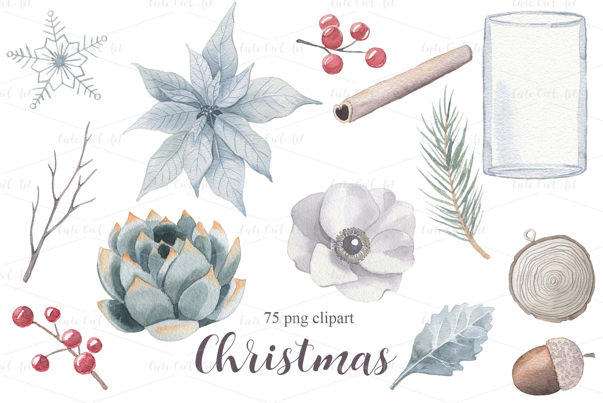 Watercolor Christmas Clipart Winter Holidays Watercolor | Etsy