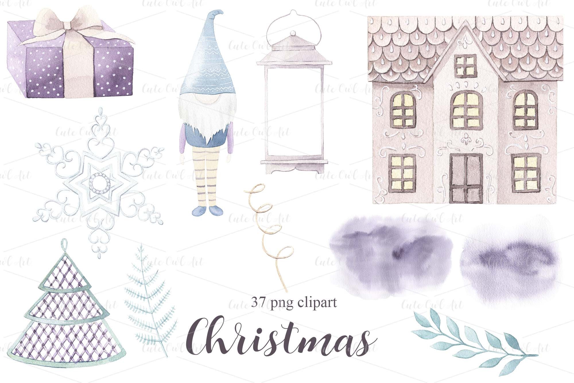 Watercolor Christmas Clipart Winter Holidays Watercolor - Etsy