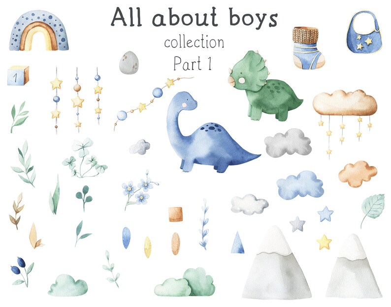 Watercolor Baby Boy Clipart. Baby Boy Safari Clip Art Baby Shower ...