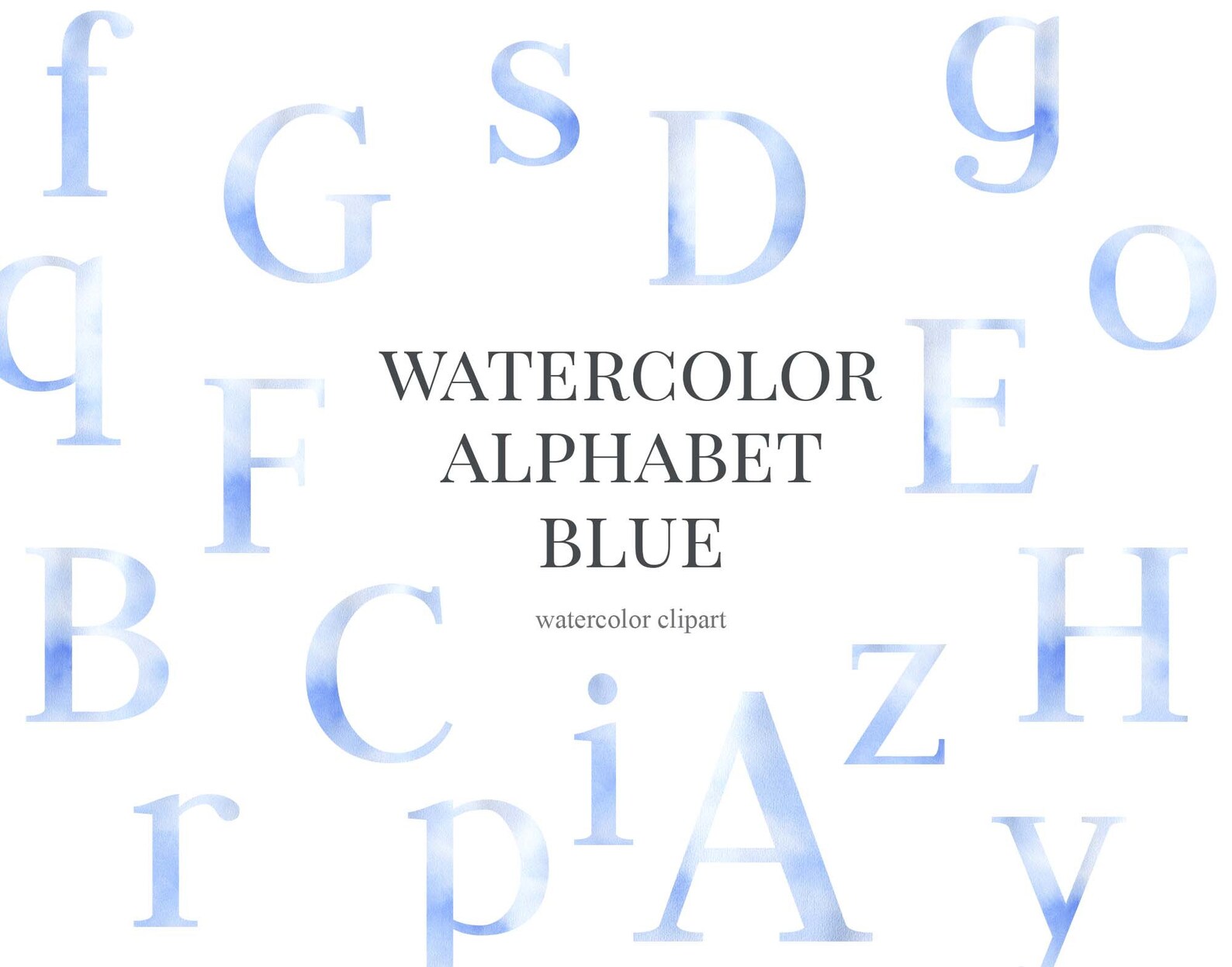 Watercolor Alphabet Clipart Blue. Letters Download. Instant | Etsy