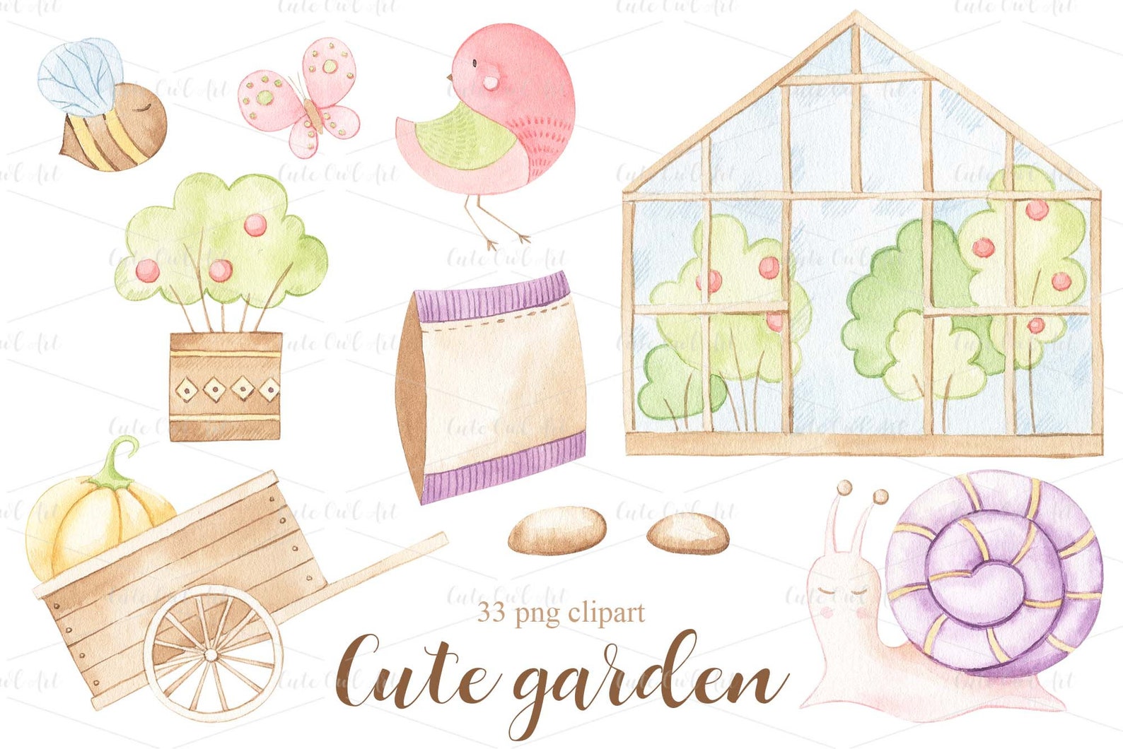 Watercolor Garden Clipart Watercolor Gardening Download - Etsy