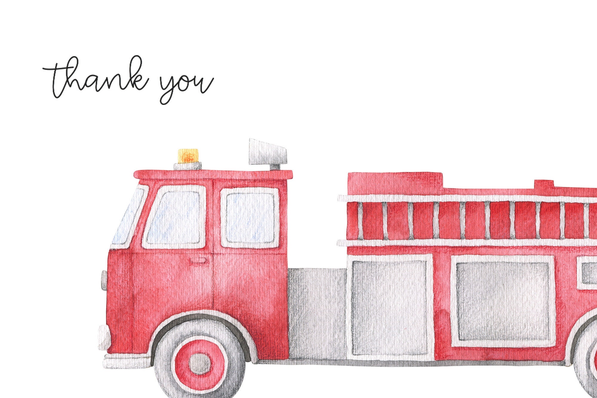 Watercolor Fire Truck Clipart Png - Etsy