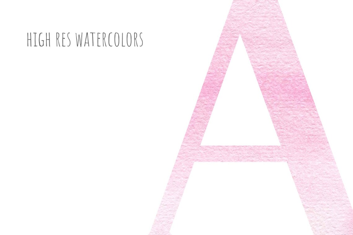 Watercolor Alphabet Clipart Pink. Letters Download. Instant | Etsy