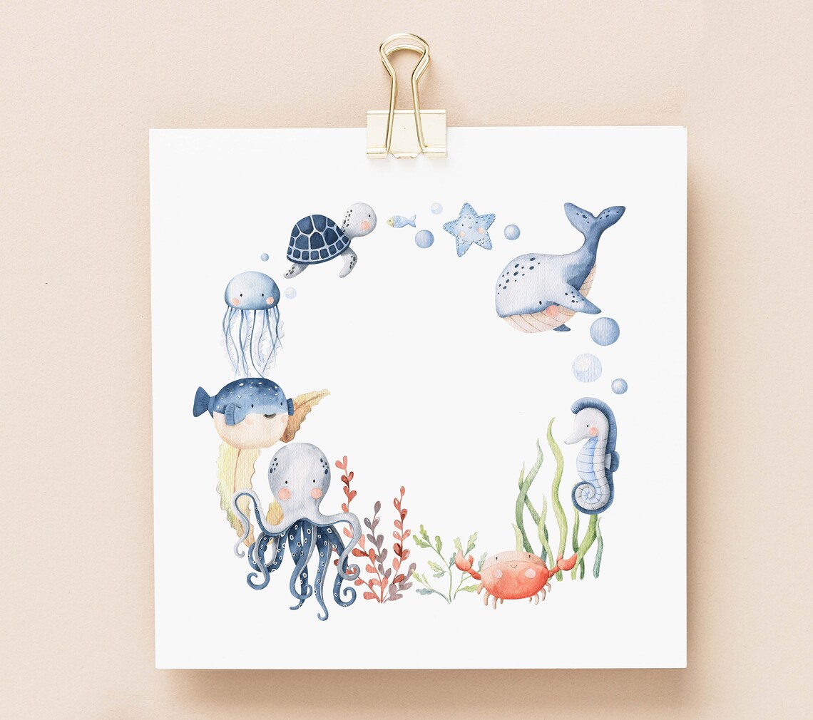 Nautical Wreath. Baby Boy Wreath Clipart. Watercolor Baby - Etsy