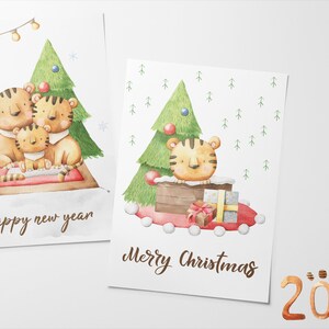 Tiger Christmas Watercolor Clipart Merry Christmas Clip Art Car New ...