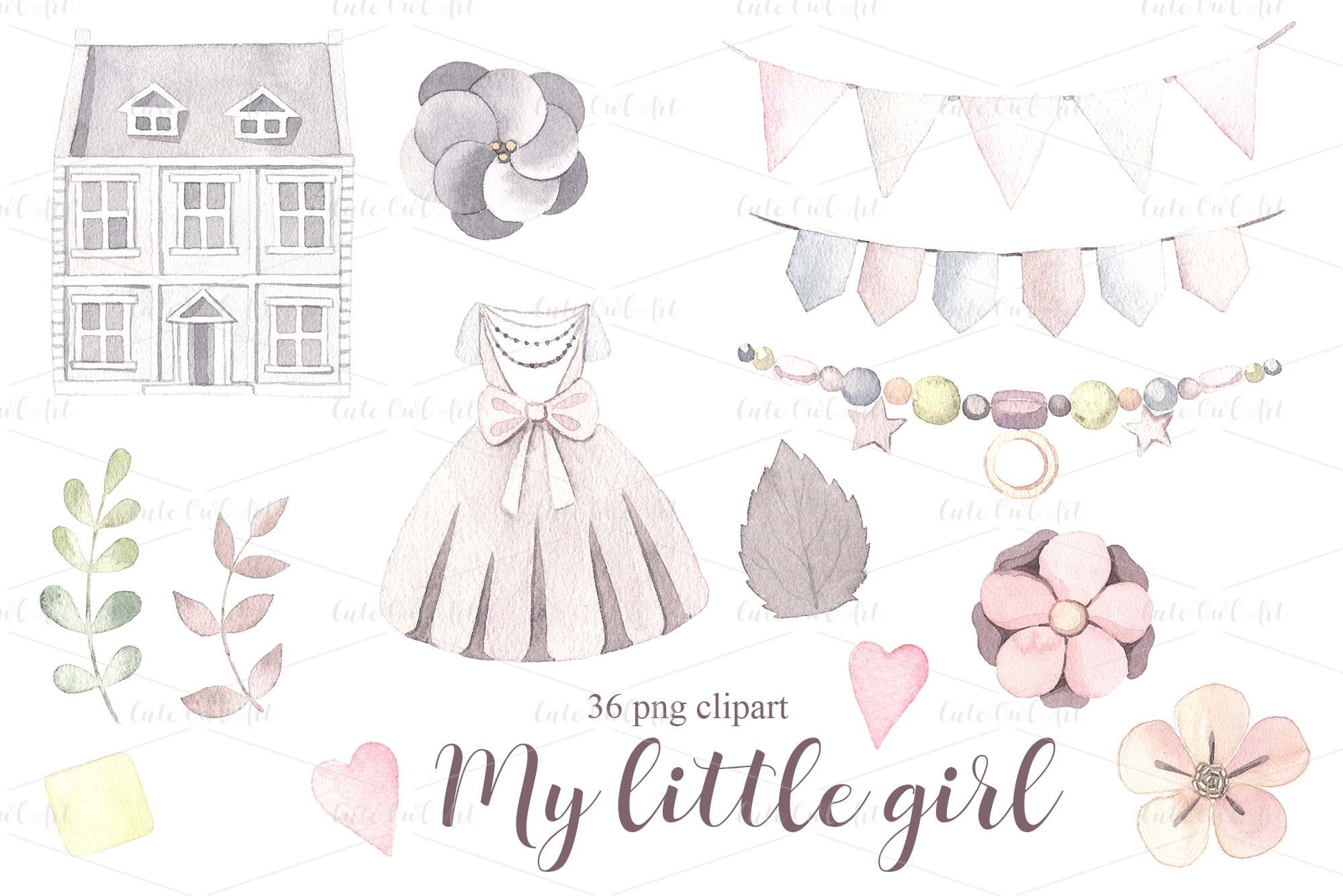 Watercolor Baby Girl Clipart Watercolor Pastel Clipart | Etsy
