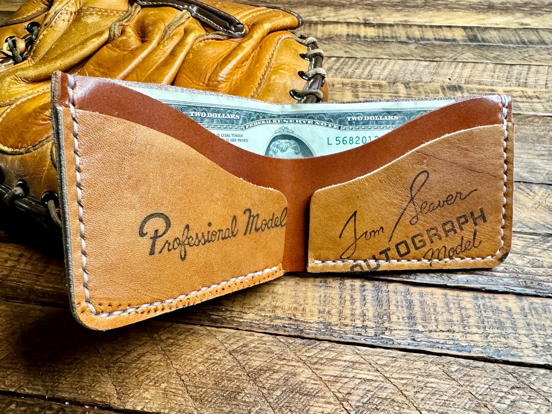 Tom Seaver Baseball Glove Leather Bifold Wallet Reclaimed Minimalist ...
