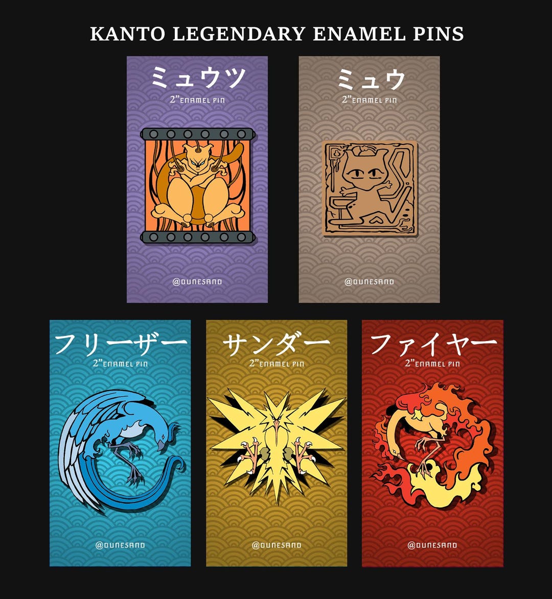 Kanto Legendary Enamel Pins - Etsy