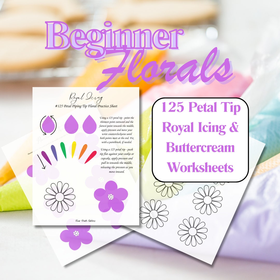Beginner Florals 125 Petal Tip Royal Icing & Buttercream Practice ...