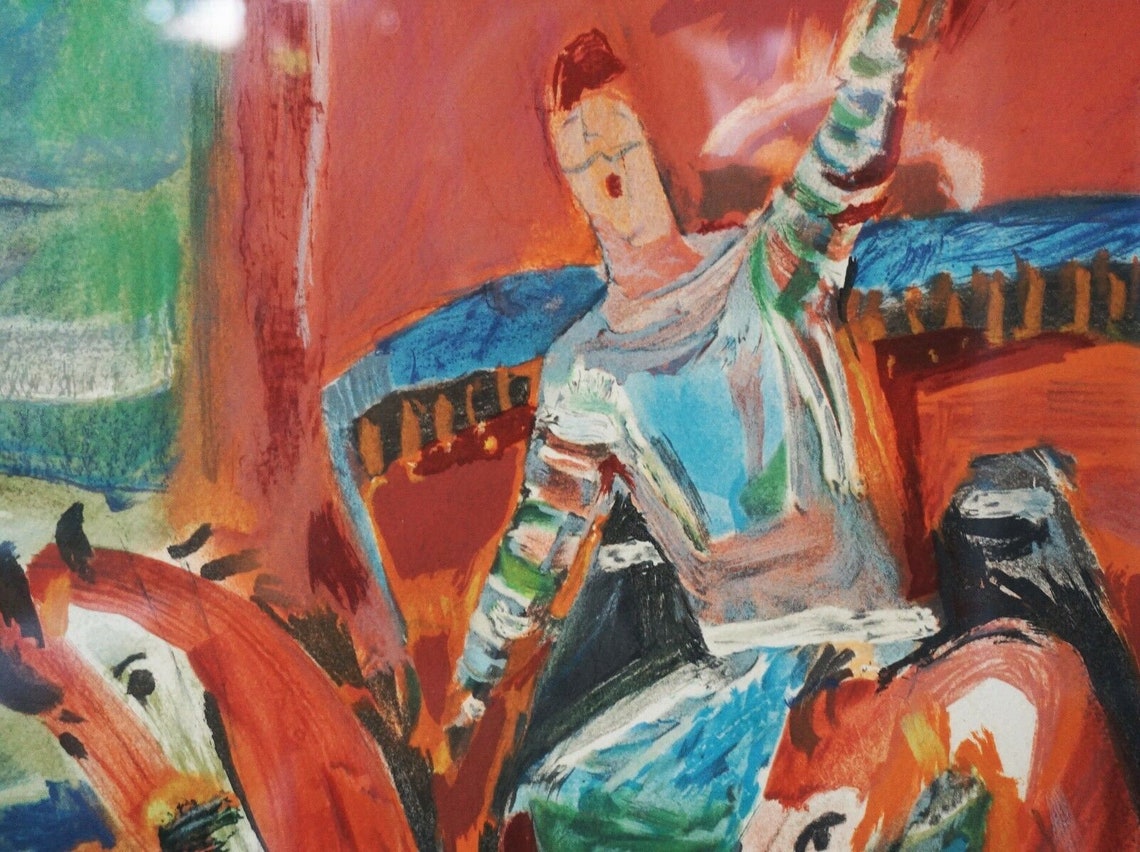 Beautiful signed numbered LITHOGRAPH or PRINT of a man with | Etsy