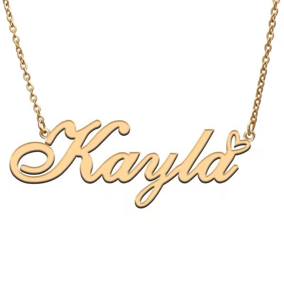 Cursive "kayla" Name Necklace With Heart: 14K Gold or Silver Finish - Etsy