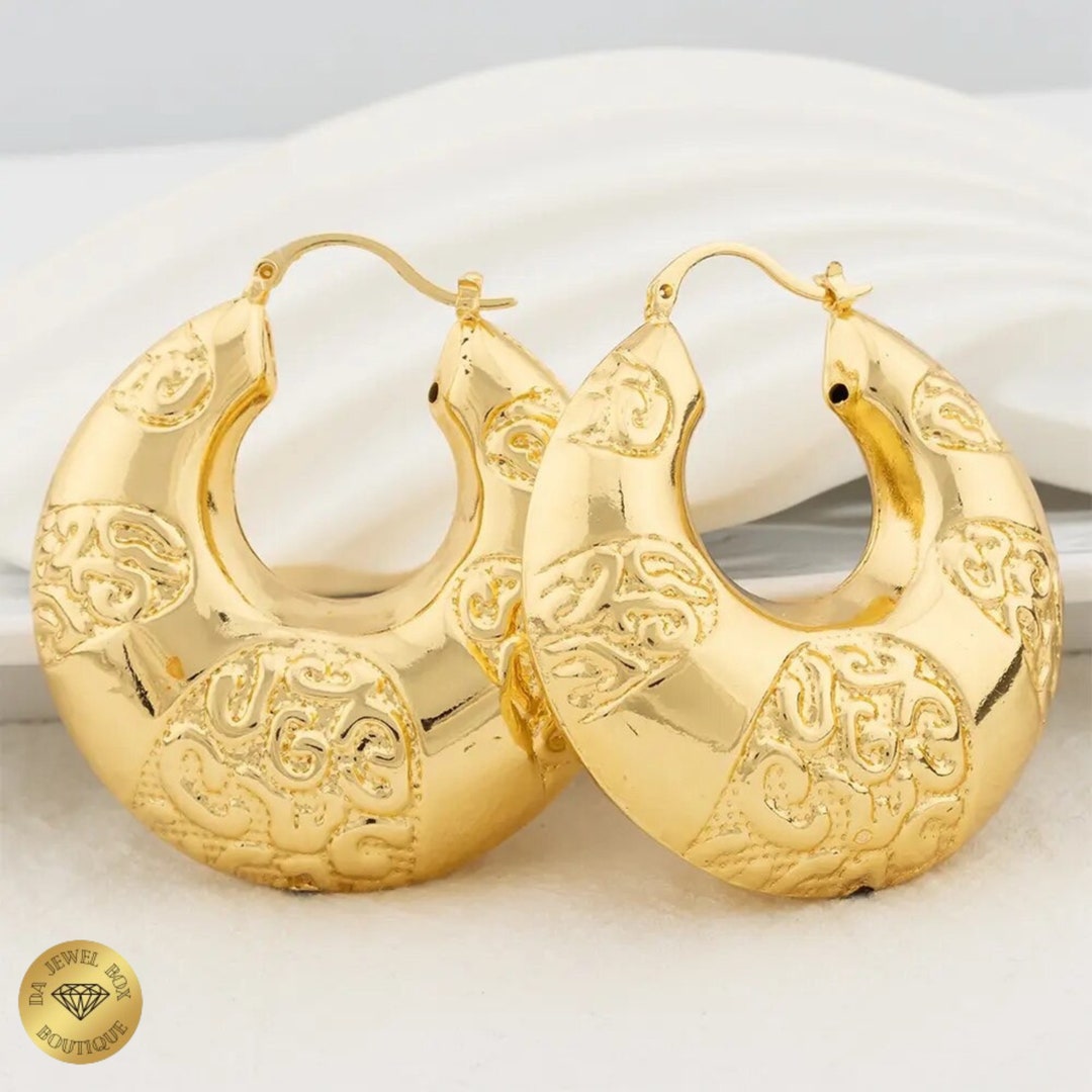 Exaggerate 18K Gold Plated African Dubai Indian Style Hoop Statement ...