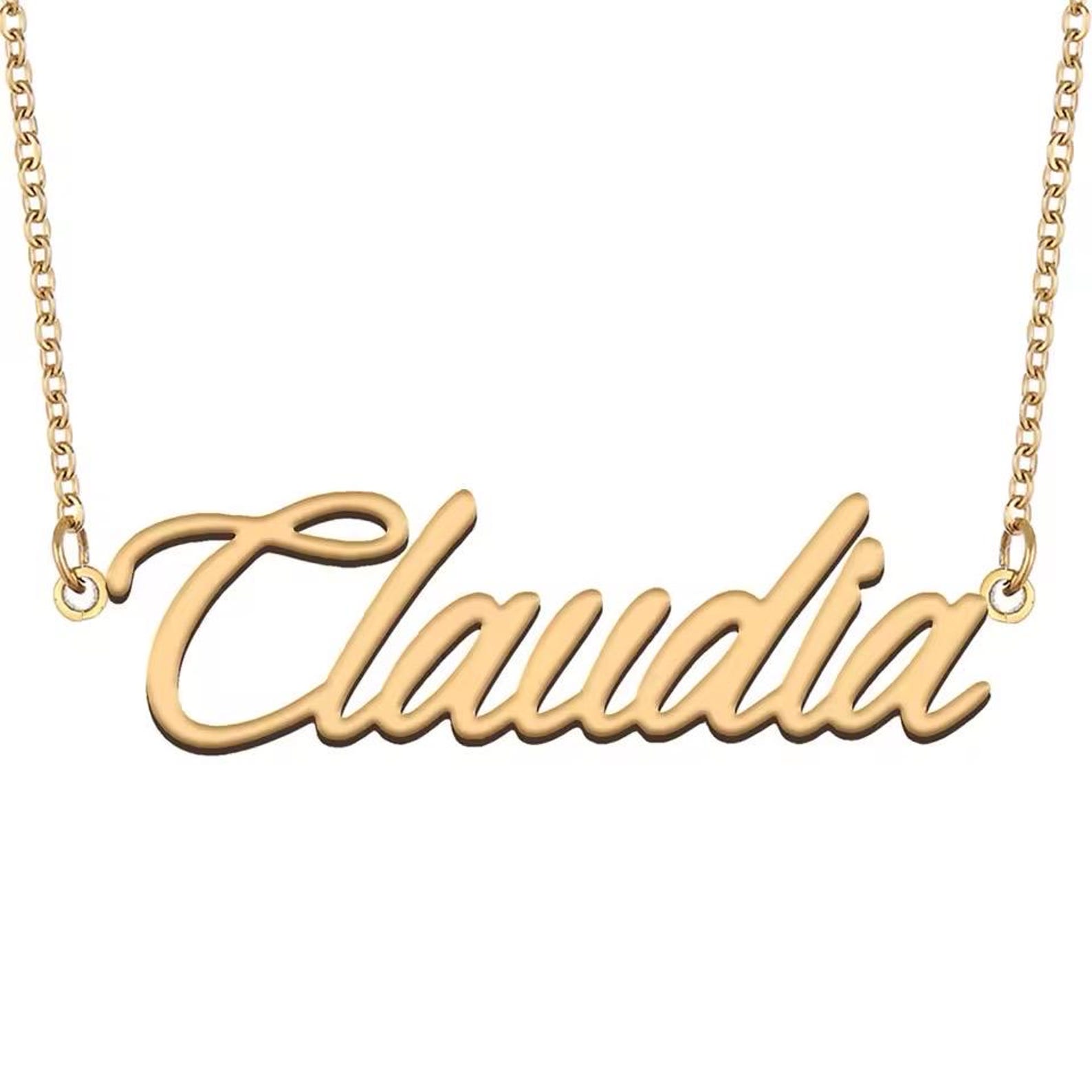 15 Inch Simple Cursive “CLAUDIA” Name Necklace | 14K Gold or Silver ...