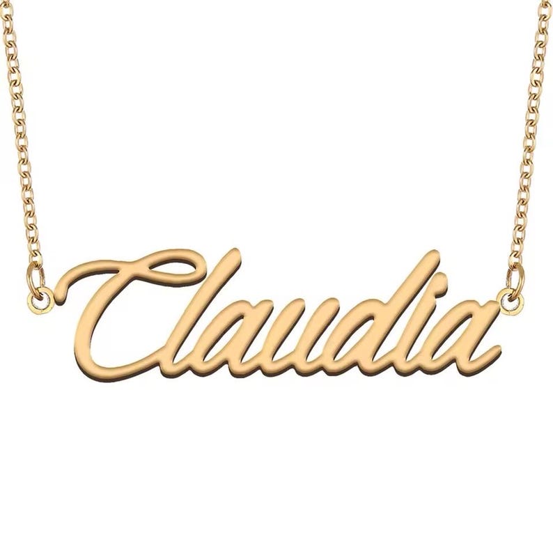 15 Inch Simple Cursive “CLAUDIA” Name Necklace | 14K Gold or Silver ...