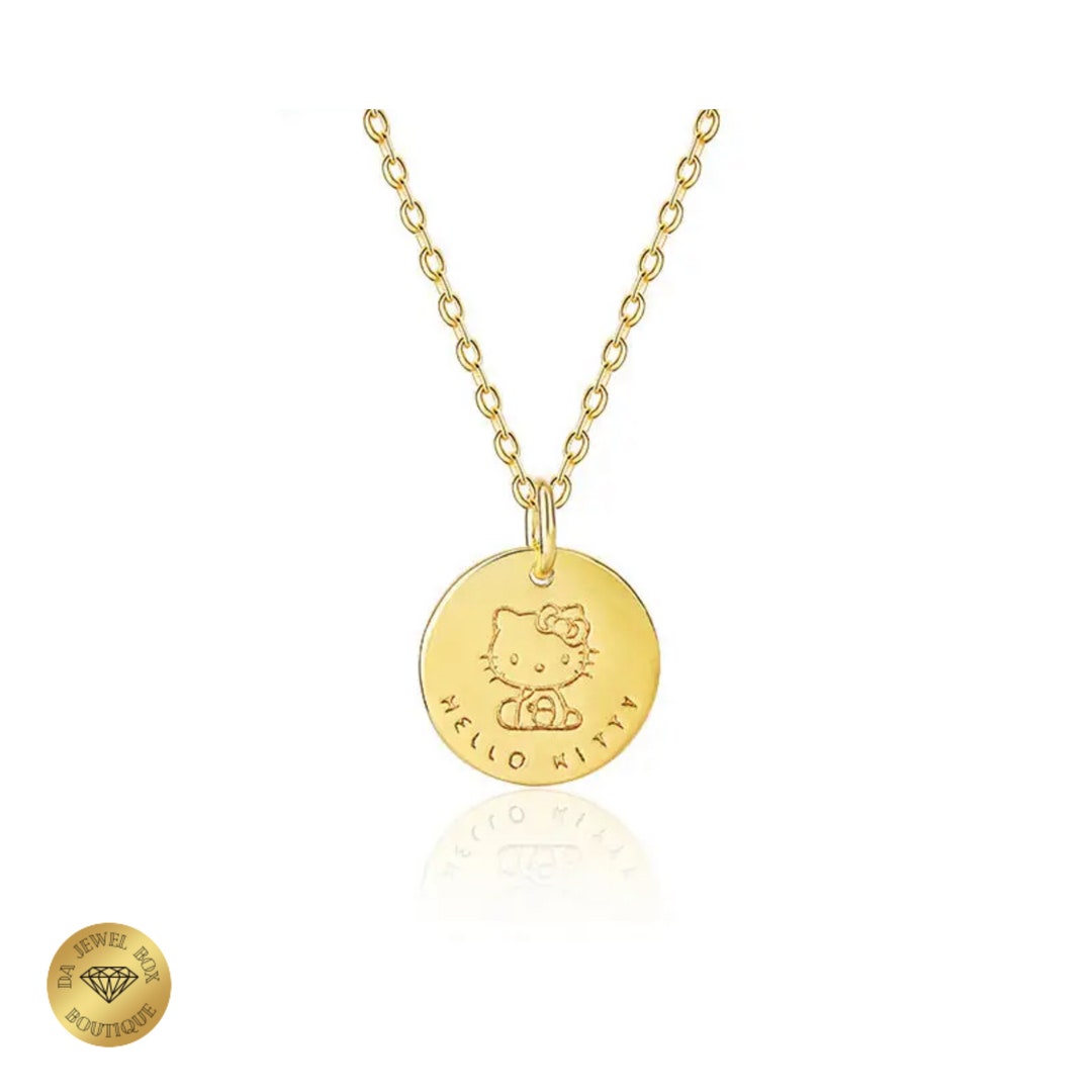 Hello Kitty Engraved Circle Pendant Necklace | for Little Girls - Etsy