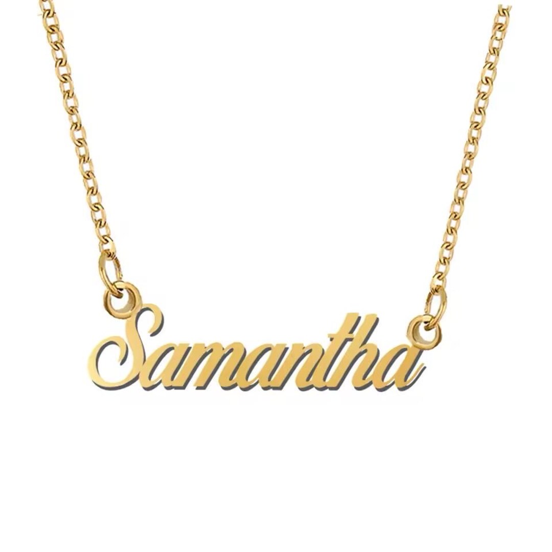Cursive "samantha" Name Necklace: 14K Gold or Silver Finish, 15 Inch - Etsy