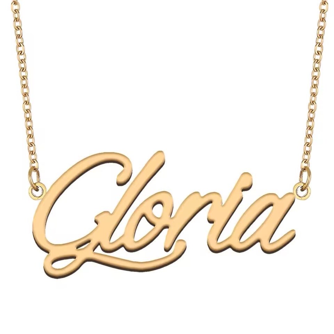 Cursive "gloria" Name Necklace: 14K Gold or Silver Finish, 15 Inch - Etsy
