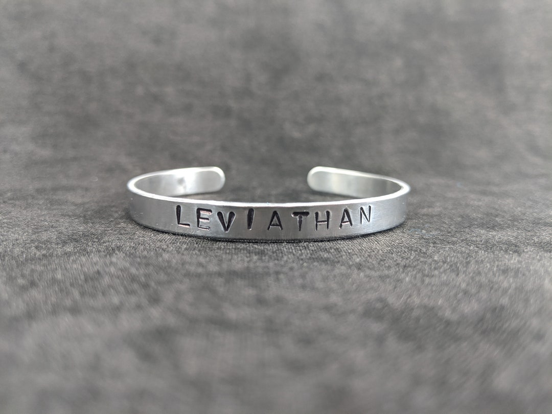 Leviathan Hand Stamped Bracelet Aluminum Handmade Jewelry Adjustable ...