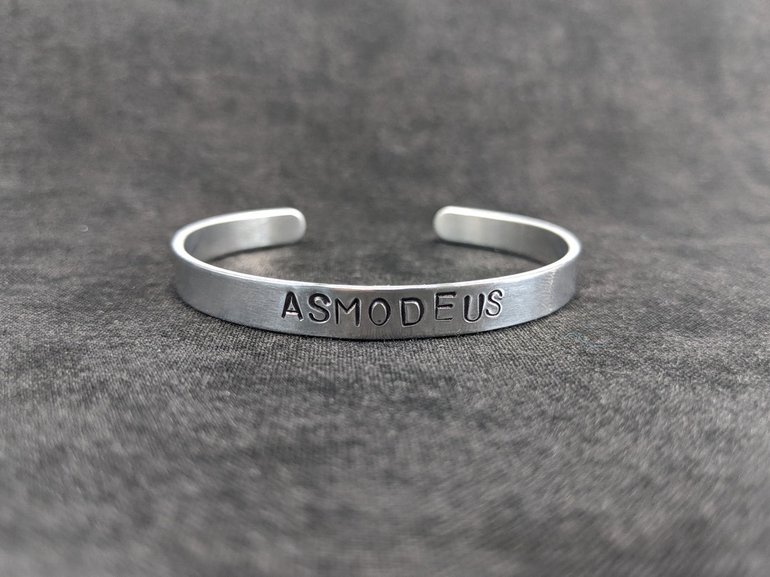 Asmodeus Hand Stamped Bracelet Aluminum Handmade Jewelry Adjustable ...