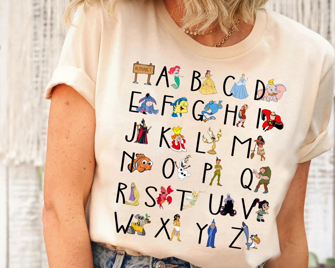 Disney Alphabet Characters From A To Z Shirt Disney Teacher Etsy Disney Alphabet Characters From A To Z Shirt Disney Teacher Etsy