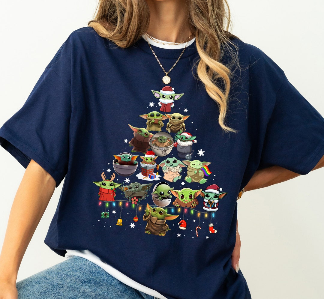Star Wars Baby Yoda Christmas Tree the Mandalorian Xmas Lights Shirt ...