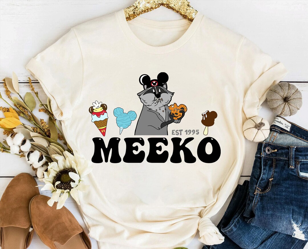 Retro 90s Disney Meeko Raccoon Wear Mickey Ears Balloon Vacay Mode ...