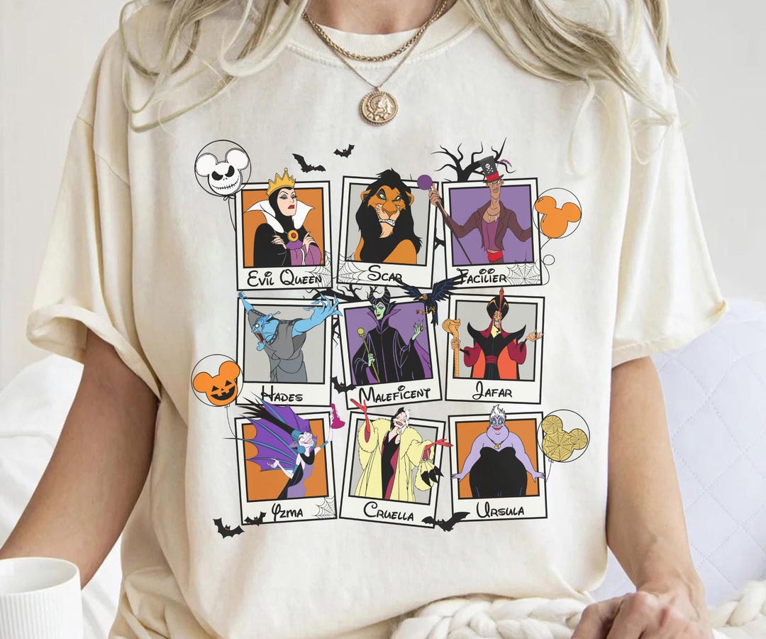 Disney Villains Group Halloween Costume Shirt, Bad Girls Bad Guys Retro ...