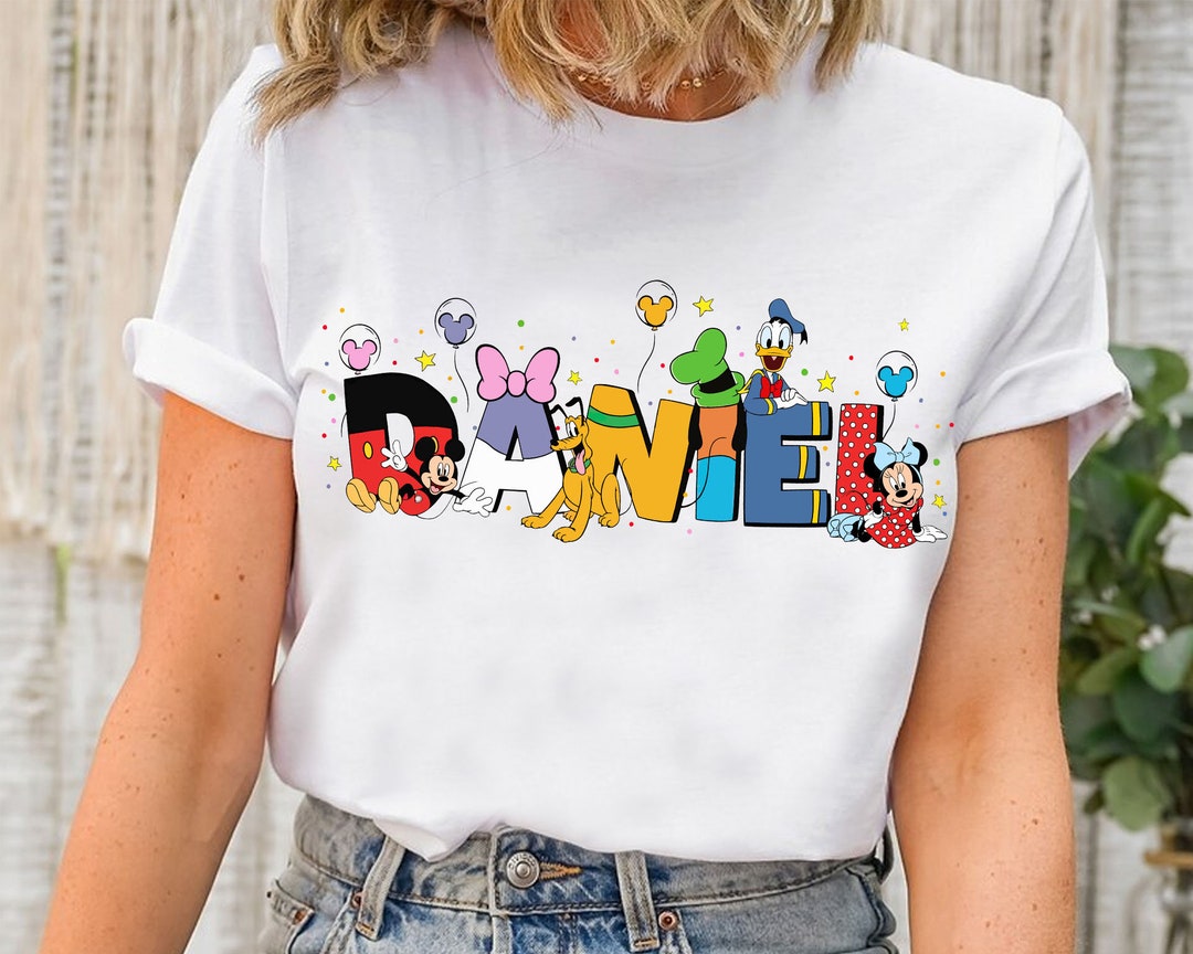 Custom Name Mickey and Friends Shirt, Personalized Disney Donald Goofy Pluto Matching Tee, Name ...