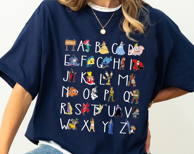 Disney Alphabet Characters From A To Z Shirt Disney Teacher T shirt Disney Alphabet Characters From A To Z Shirt Disney Teacher T shirt