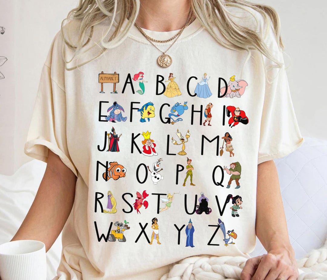Disney Alphabet Characters From A to Z Shirt, Disney Teacher T-shirt ...
