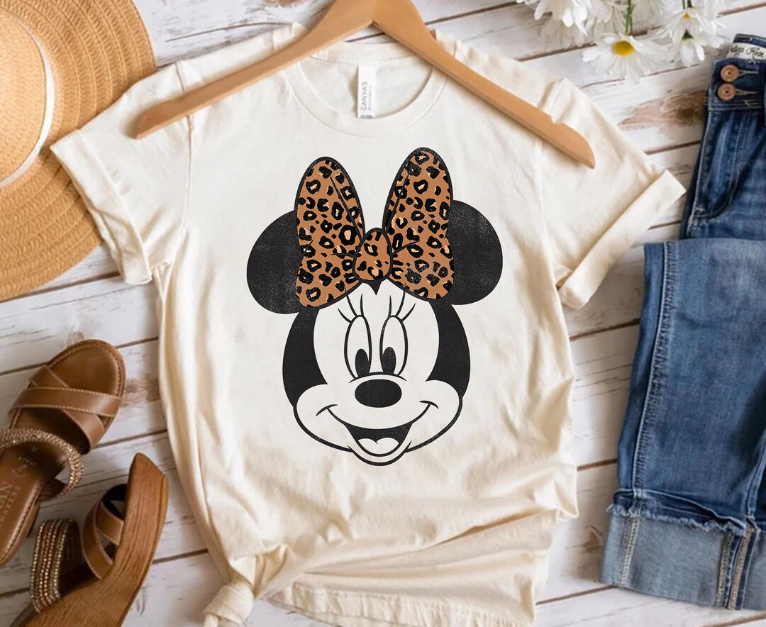 Disney Mickey and Friends Minnie Mouse Leopard Bow Portrait - Etsy