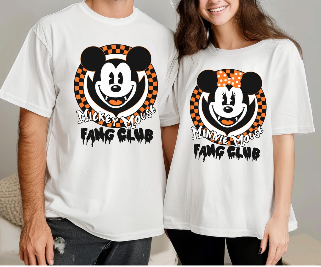 Disney Mickey and Minnie Mouse Fang Club Halloween Shirt, Mickey Minnie ...