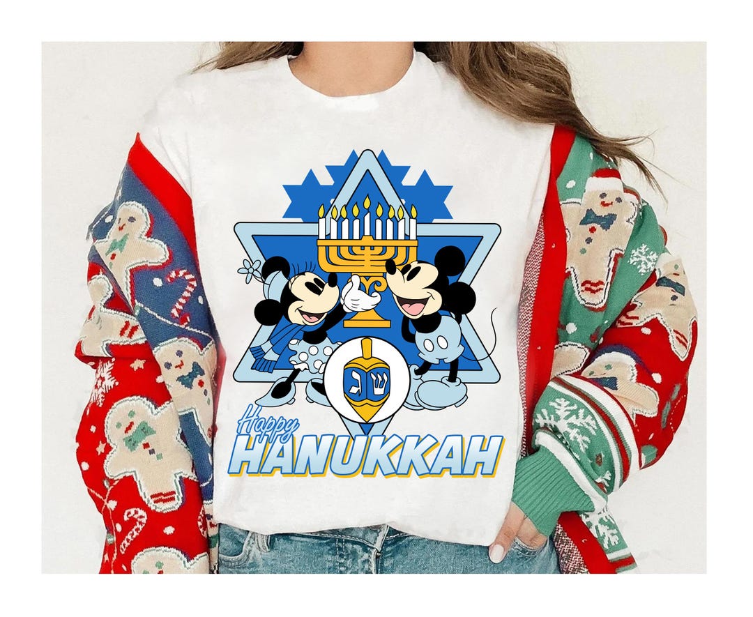 Disney Classic Mickey and Minnie Happy Hanukkah Tee, Chanukah Menorah ...