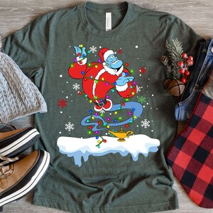 Disney Aladdin Genie Christmas Lights Shirt, Disney Santa Genie Xmas ...