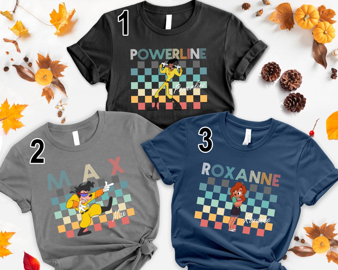 Disney A Goofy Movie Characters Shirt, Powerline, Goof Max, Roxanne ...