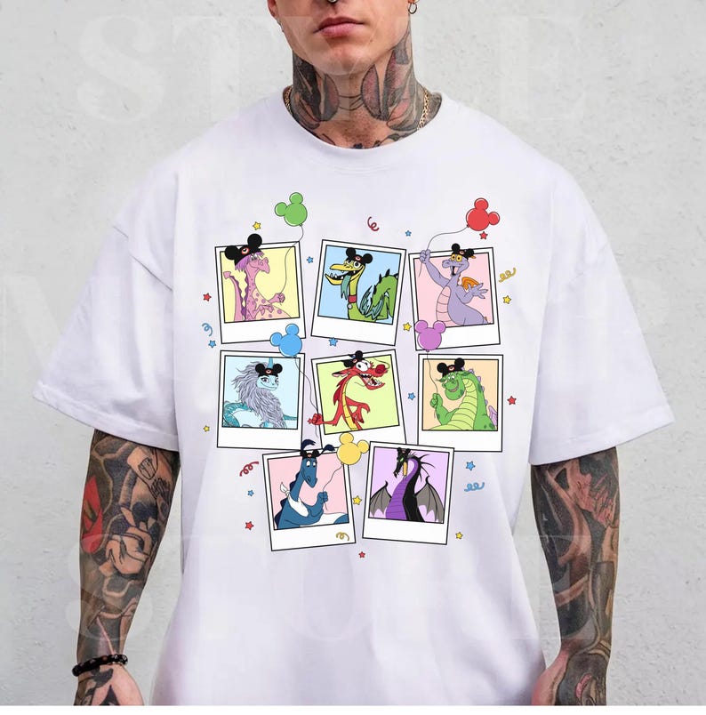 Disney Dragon Characters Birthday Balloon Shirt, Disney Elliott Madam ...