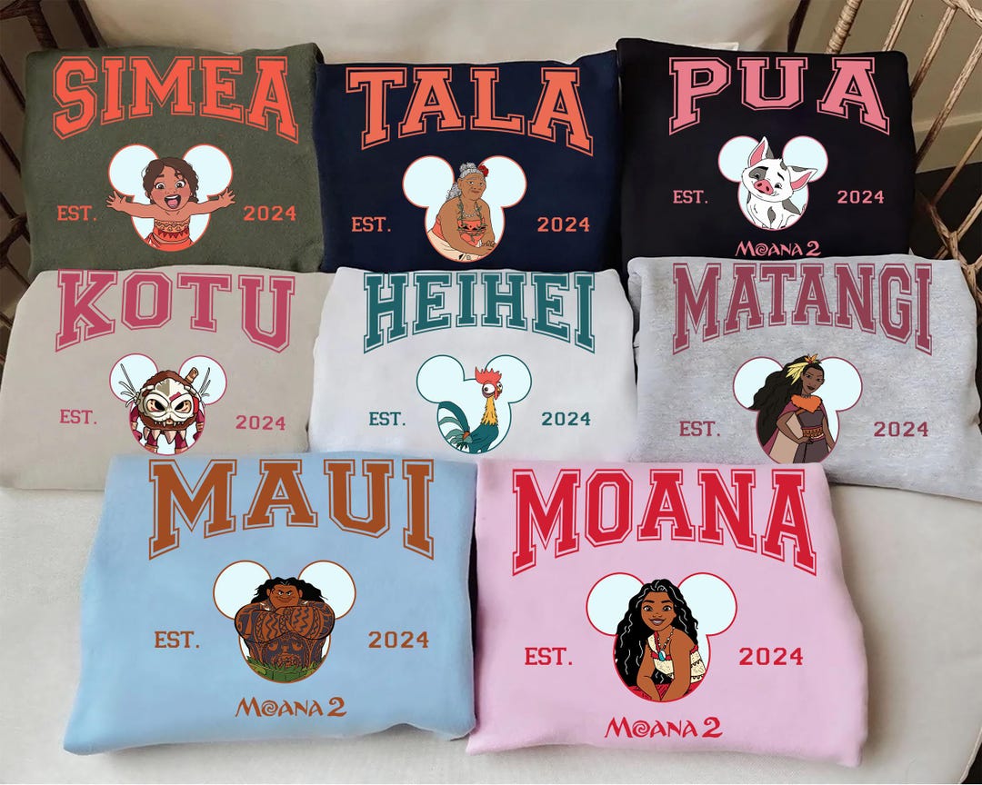 Disney Moana 2 Est 2024 Group Characters Shirt, Disney Moana 2 Shirt ...