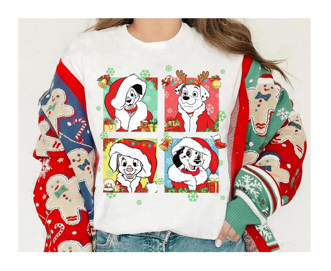 Disney Santa 101 Dalmatians Puppy Christmas Lights Shirt, Mickey's Very ...