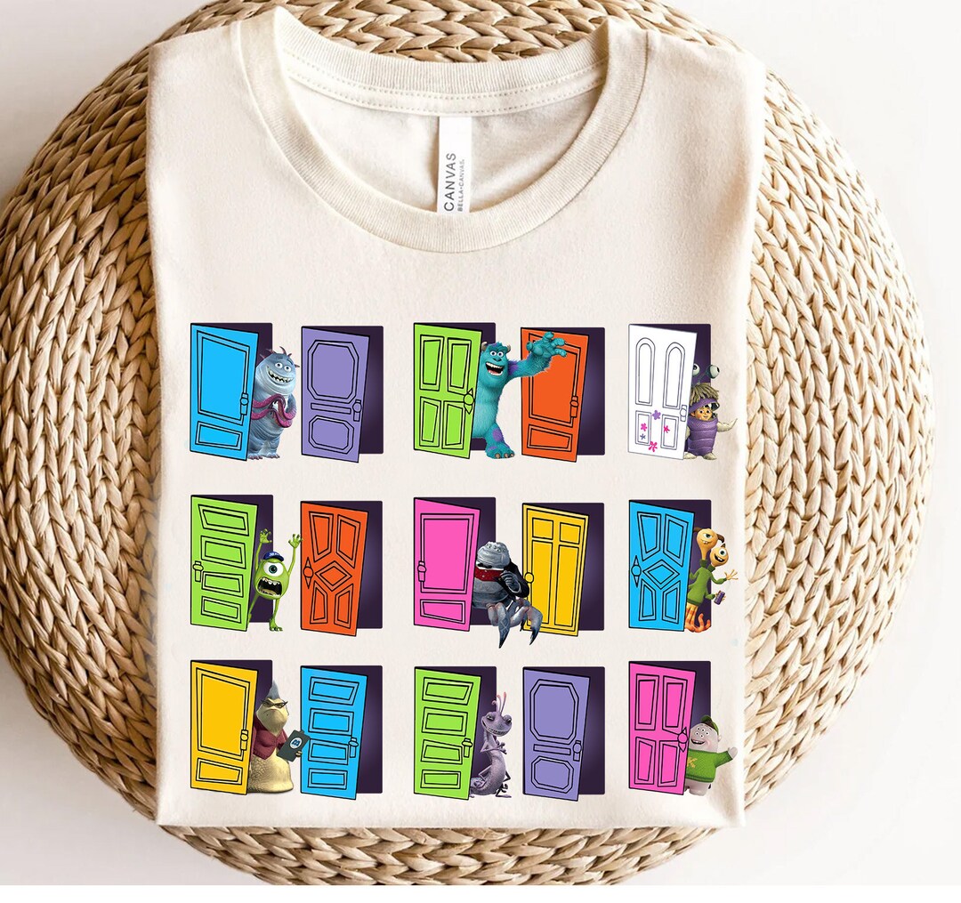 Disney Pixar Monsters Inc Characters Shirt, Monsters' Doors, Sully Mike ...