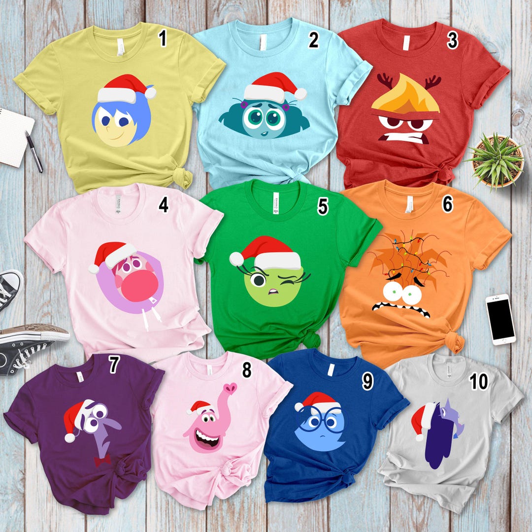 Disney Pixar Inside Out 2 Characters Big Face Christmas Costume Shirt ...