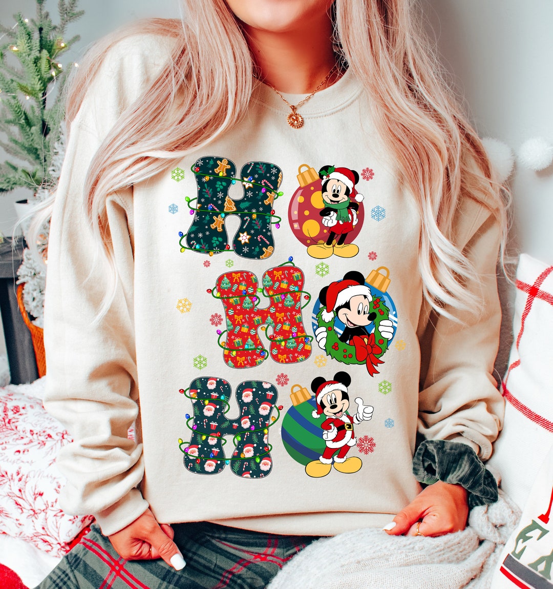 Disney Ho Ho Ho Mickey Mouse Christmas Lights Shirt Santa - Etsy