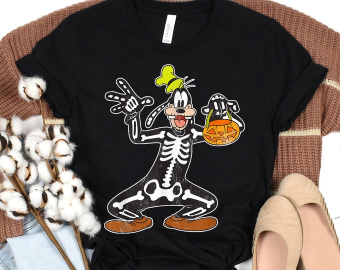 Disney Goofy Skeleton Funny Halloween Pumpkin Shirt, Mickeys Not so ...