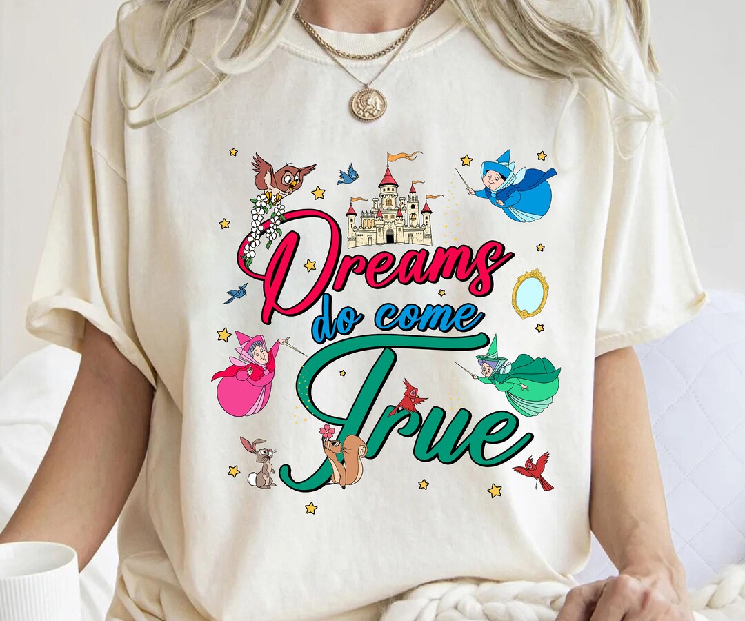 Dreams Come True Disney Sleeping Beauty Shirt, Good Fairies Flora Fauna ...
