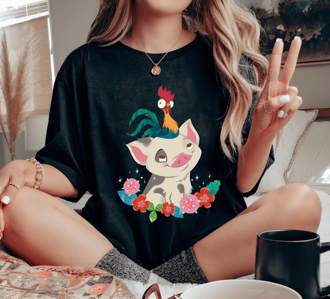 Disney Moana Heihei Rooster and Pua Flowers Graphic Shirt, Disney ...